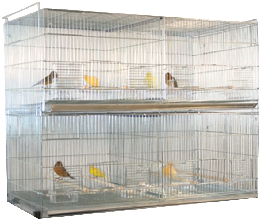 LOT of Galvanized Zinc Plated Stackable Breeder Bird Flight Cage with Removable Center Divider and Breeding Nest Doors (Galvanized Zinc, 35.5"x18"x19"H Lot-2 ADD ON)