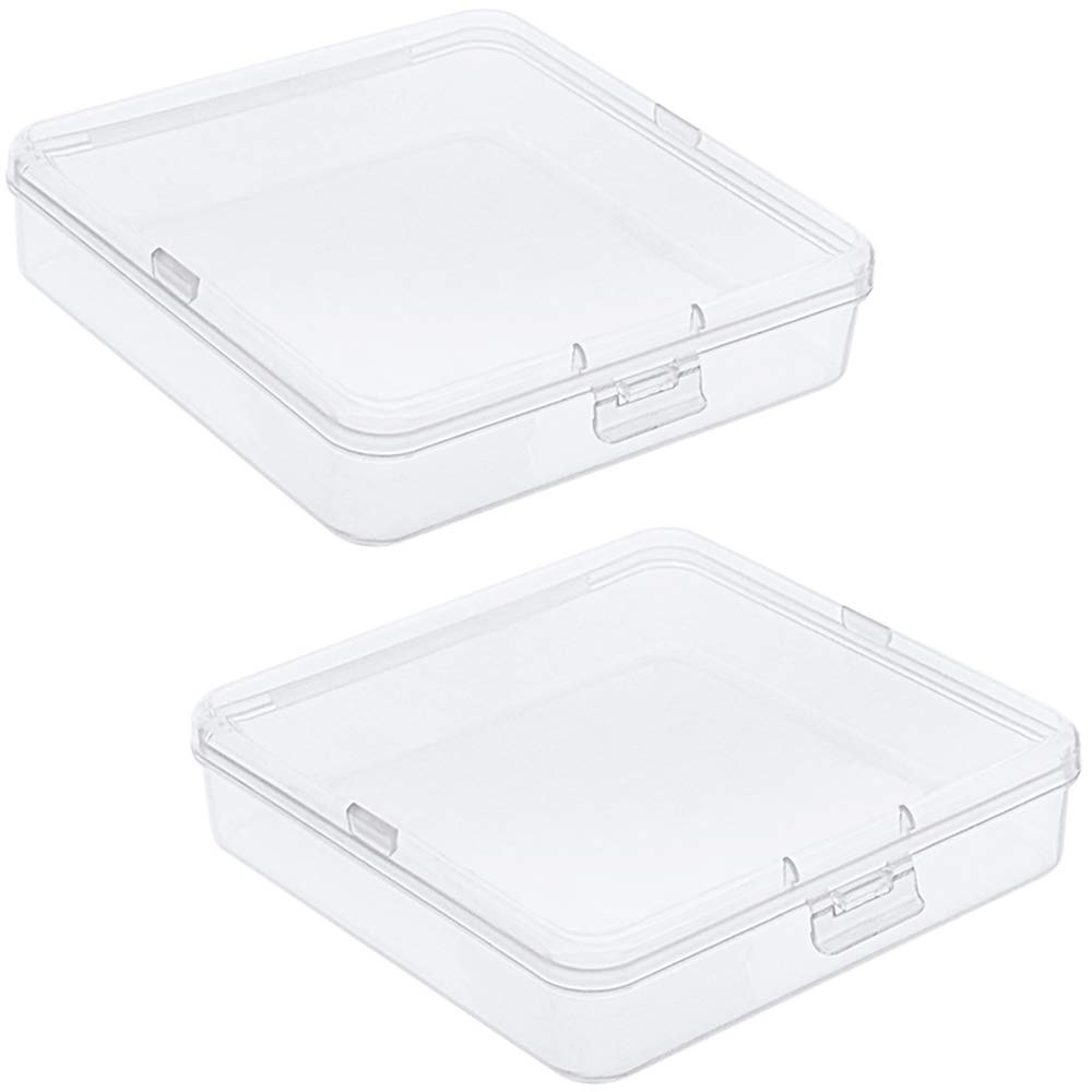DUOFIRE Small Plastic Box Organizer Box Small Plastic Storage containers Small Plastic case for Storage Beads, Jewelry and Small Items Square(5.2 x 5.2 x 1.3inch) 2 Pack