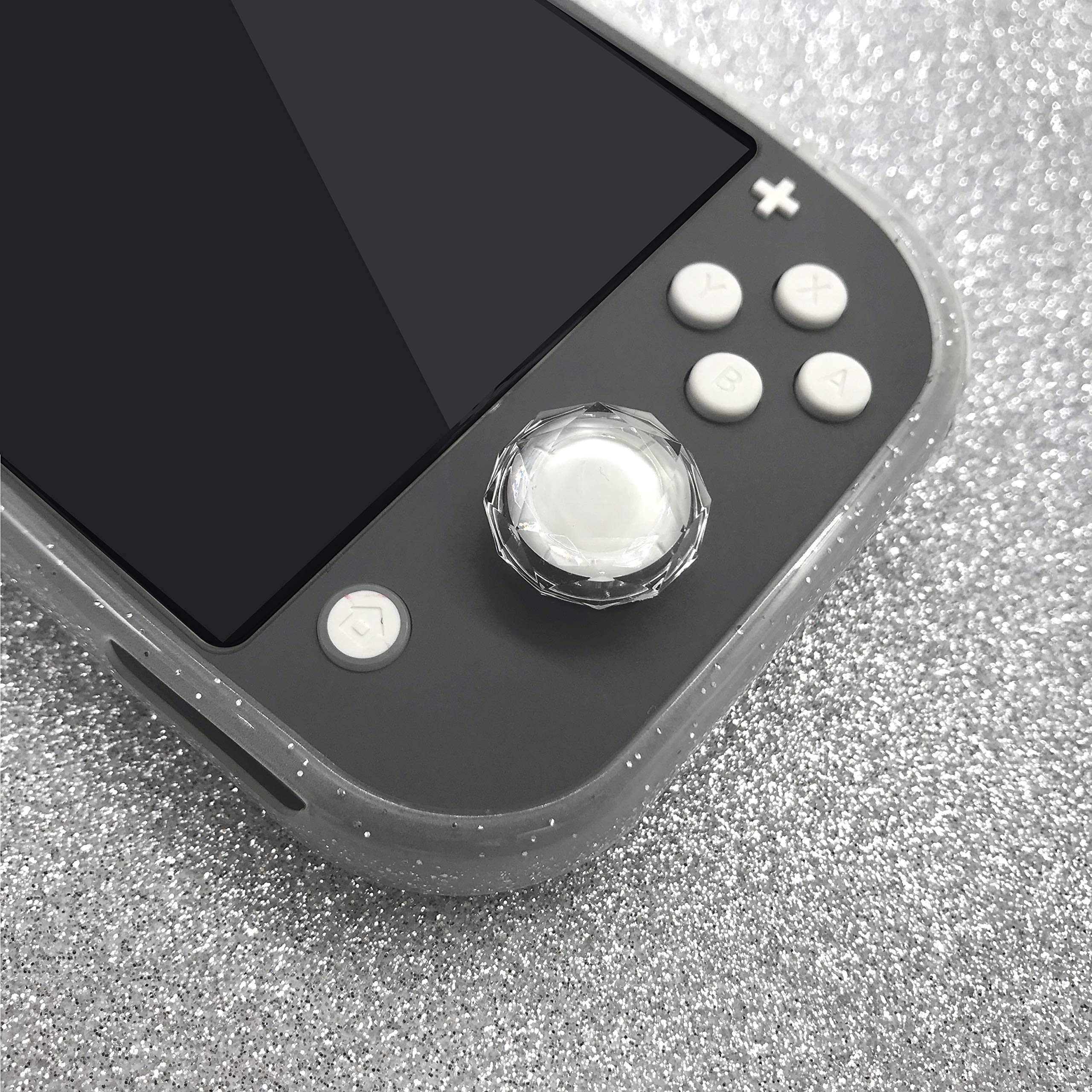 BelugaDesign Clear Crystal Thumb Grips | Compatible with Nintendo Switch Standard Lite OLED | Glitter Transparent Button Cap Joystick Cover for Joy-Con | Pack of 2 (Clear Crystal)