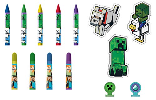 Innovative Designs Minecraft Kids Coloring Art Set with Stickers and Stampers