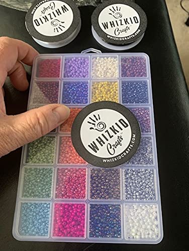 Bead Bracelet Kit - DIY Jewelry Making with Multi-Colored Glass Beads (24 Colors, 200 Pieces Each) and String in Classic Container