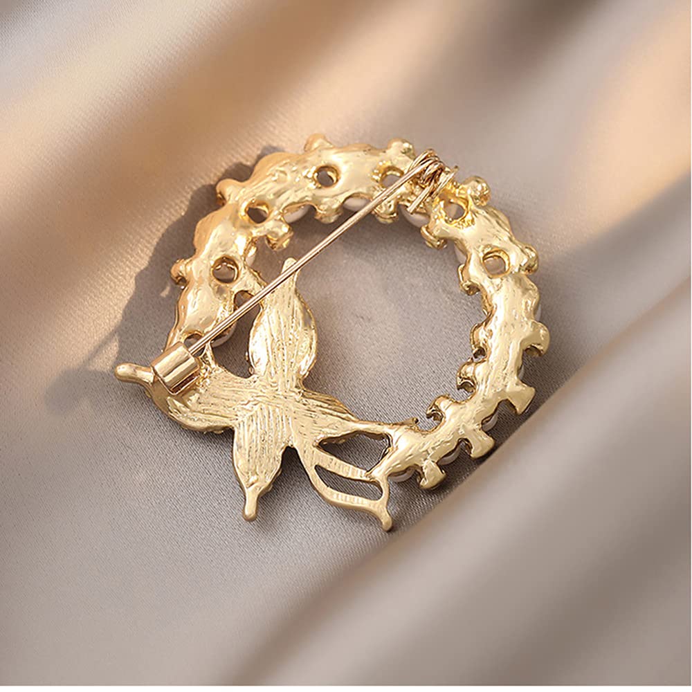 Butterfly Pearl Brooch Gold Elegant Bridal Vintage style Pins Wedding Banquet Anniversary Brooch