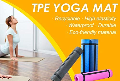 Byhari non slip , Eco friendly TPE yoga mat, [72 x 24 x 4 mm], includes free convenient waterproof high quality travel bag.