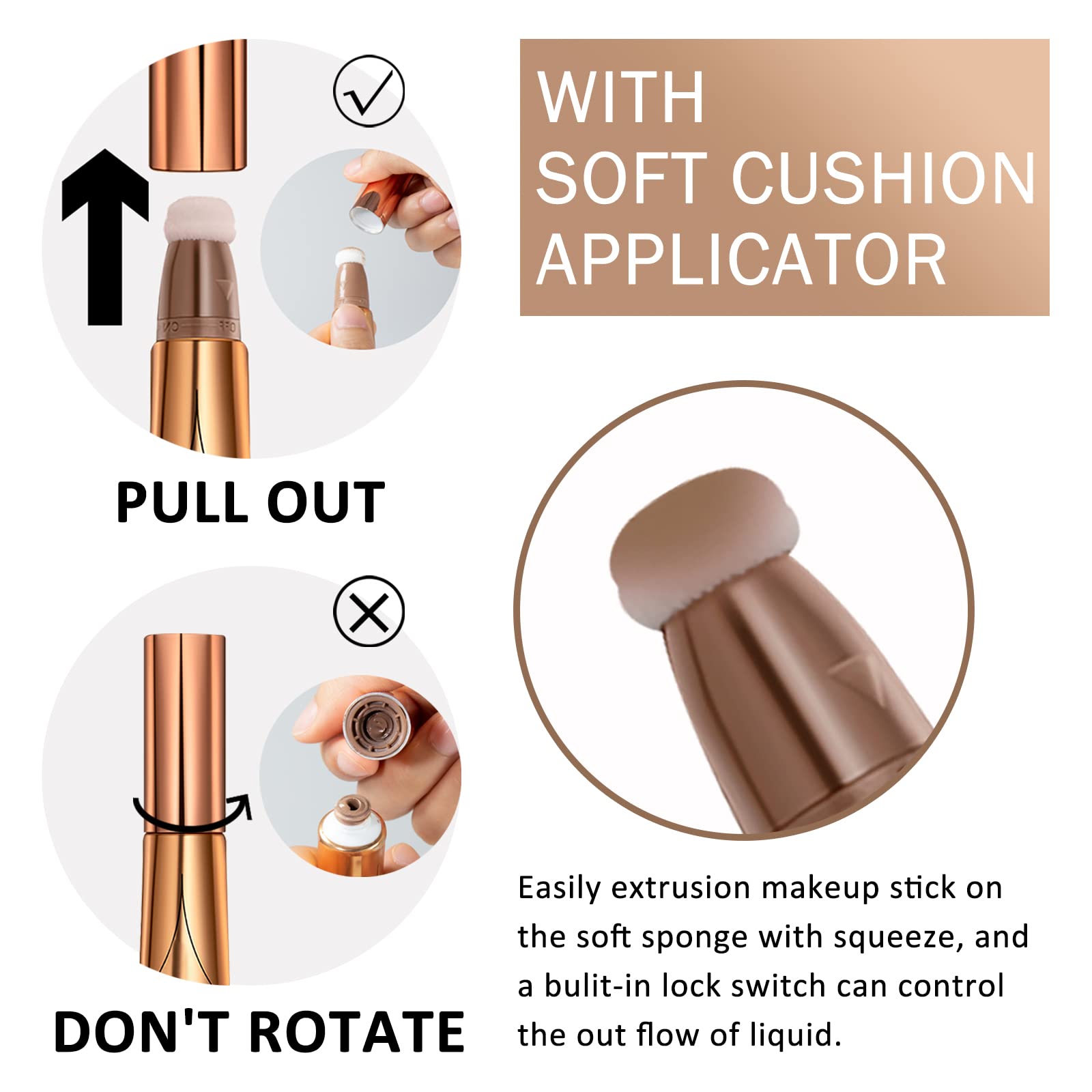 DAGEDA Highlighter Beauty Women Wand, Shimmer Liquid Face Highlighter, Smooth Creamy Liquid Highlighter Stick with Soft Cushion Applicator, Waterproof Body Face Glowing Highlighter Makeup (04)