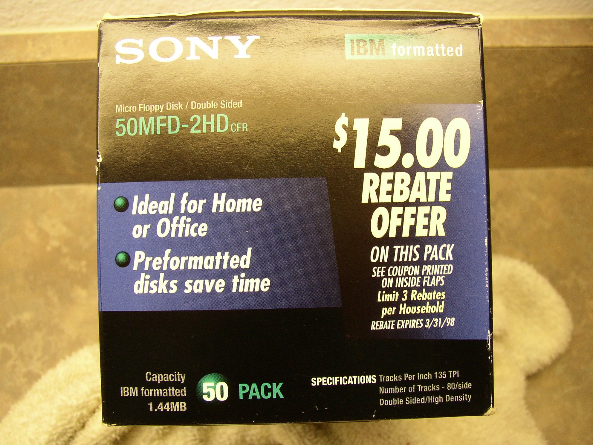 Sony 1.44MB Floppy Disk (50-Pack)