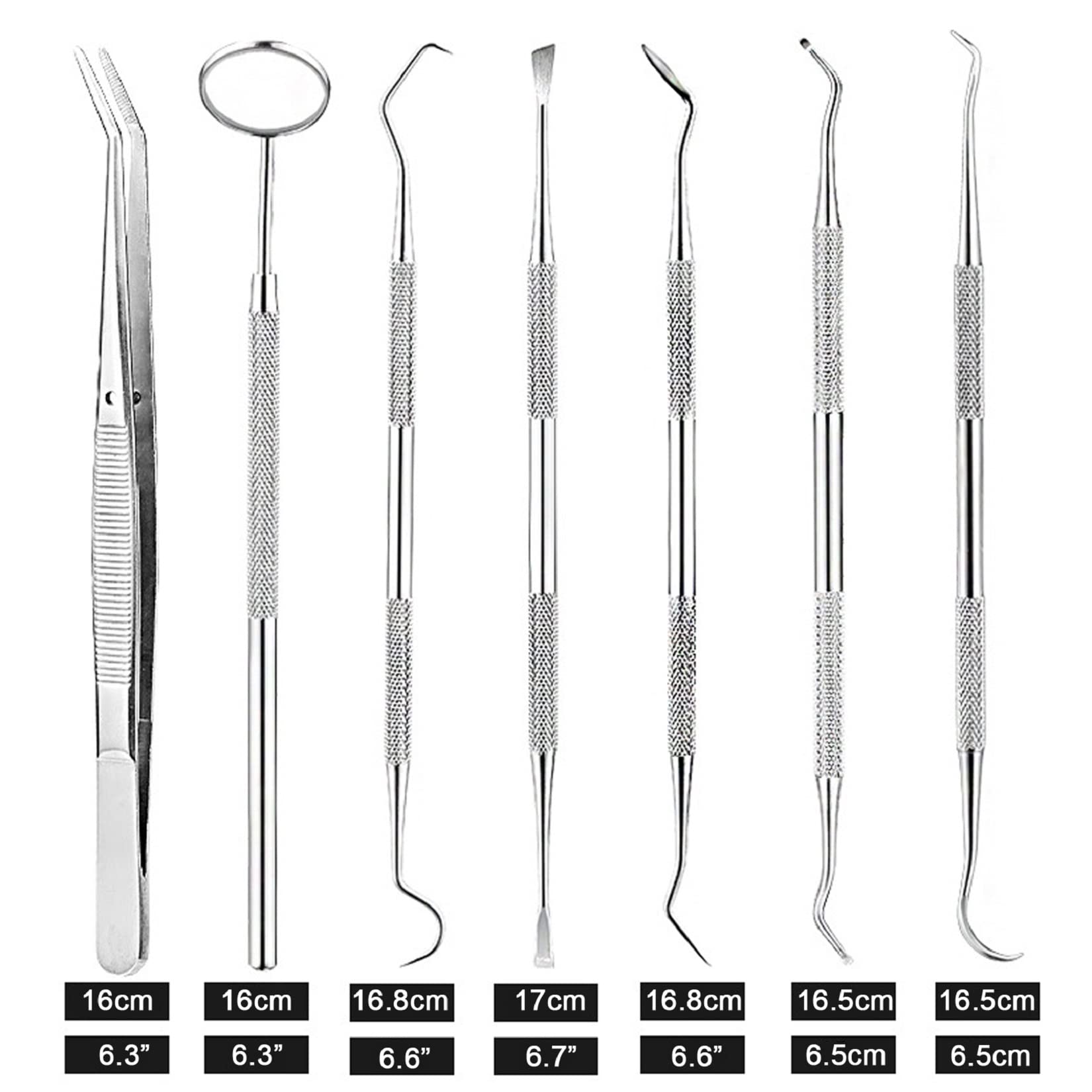 Dental Tools Set, 6 in 1 Dental Picks for Teeth Cleaning Kit, Plaque Remover for Teeth, Teeth Cleaning Kit Tartar Remover, Dental Hygiene Cleaning Kit, Stainless Steel Scraper Remover for Teeth