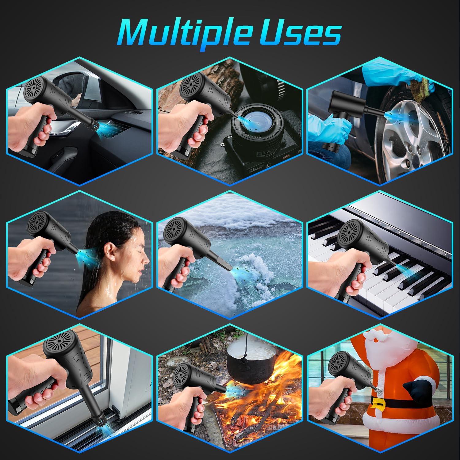 Compressed-air-dusters-electric-duster-100000RPM- air Blower for Computer - No Compressed air can - Replace Canned air dusters -Keyboard Cleaner - pc air dusters - Compressed air Electric 7600mAh