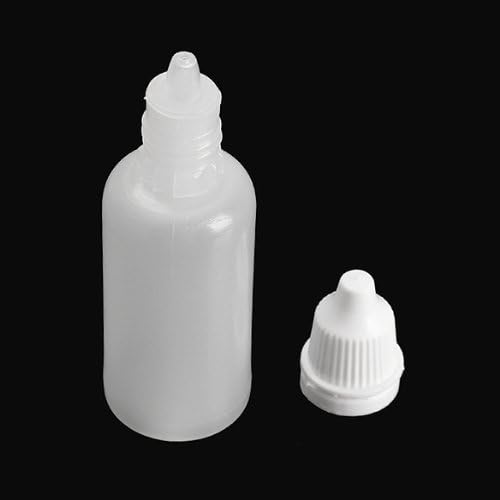 Wowlife Clear 5ml/10ml/8ml/15ml/20ml/30ml/50ml White Plastic Empty Squeezable Dropper Bottles 50 Pcs Eye Liquid Dropper with Caps (30ml)