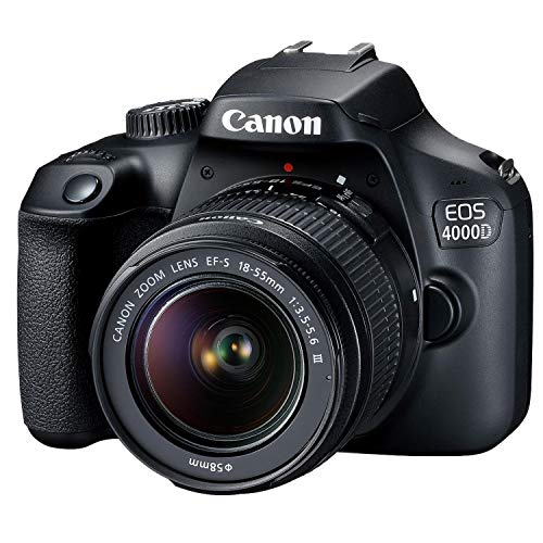 Canon EOS 4000D (Rebel T100) DSLR Camera w/Canon EF-S 18-55mm F/3.5-5.6 Zoom Lens+ Case + 64GB Memory(28pc Bundle)