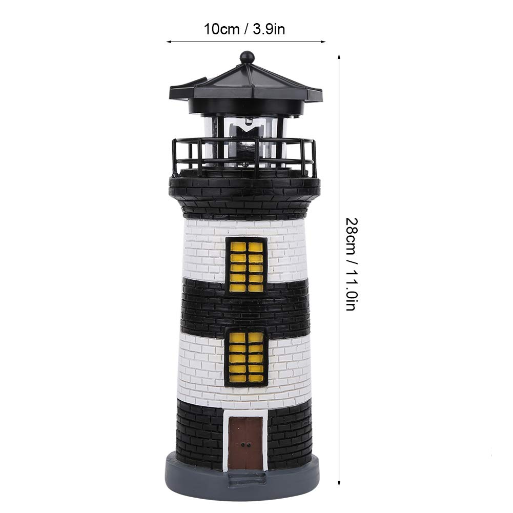 Pesine Solar Lighthouse Statue Rotating Outdoor Light Garden Yard Lawn Craft Ornament for Home Decoration