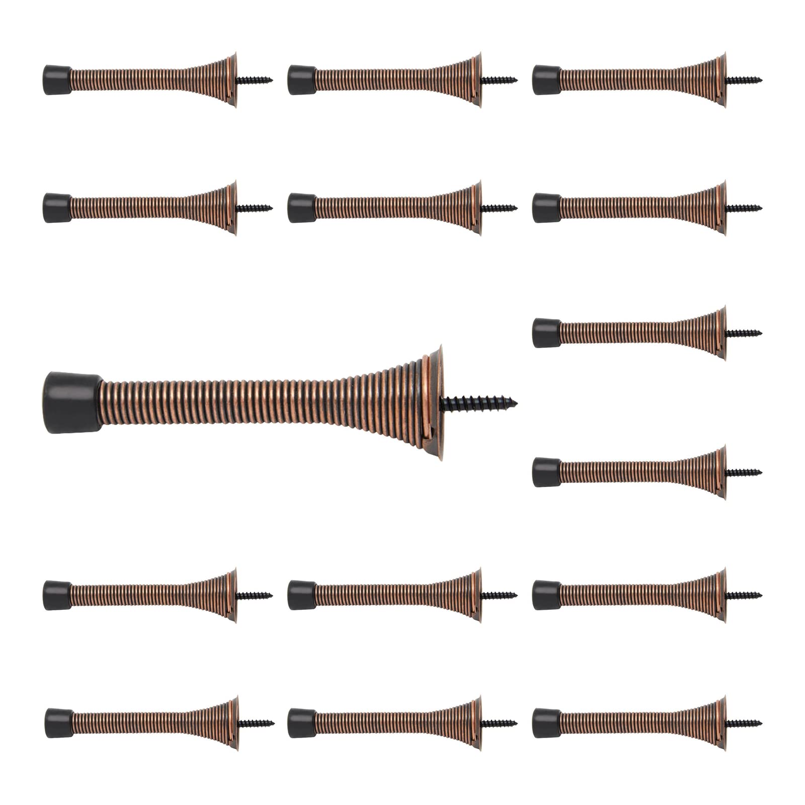 Built Industrial 15 Pack Bronze Spring Door Stops with Rubber Bumper (3.3 Inches)