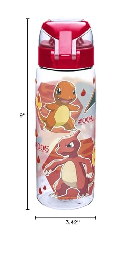 Zak Designs Zak Designs Pokemon Reusable Tritan Plastic Water Bottle with Flip Top Cap, Single, Pokemon-K951