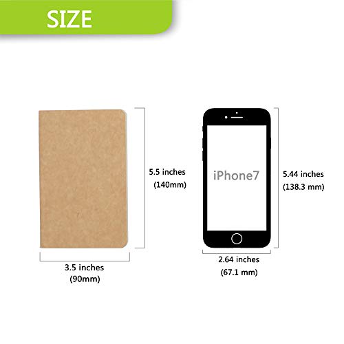 TWONE Pocket Notebook, 6 Pack Softcover Mini Notebooks 3.5" x 5.5" Kraft Brown Notebook Small Memo Notepad for Men Women Kids Traveler Author, 30 Sheets,60 Blank Pages