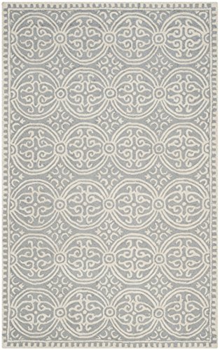 SAFAVIEH Cambridge Collection 5' x 8' Silver / Ivory CAM123D Handmade Moroccan Premium Wool Area Rug