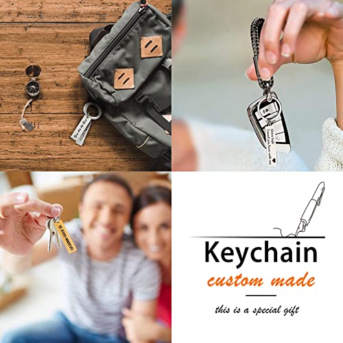 Personalized Double Sided Custom Keychain, Personalized Engraving Phone Number Name Address Anti-Lost Keychain, Custom Drive Safe Car Key chain Gift for Family Lover (Gold)