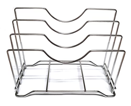 LENITH Cutting Board Rack Chopping Board Organizer Stand Holder Kitchen Countertop Pots Pan Lids Rack Organizer (Medium_Silver Color)