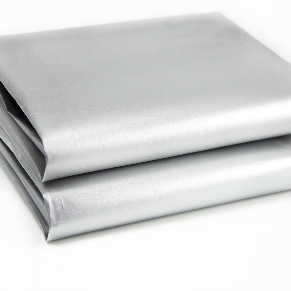 Blackout Drapery Shade Fabric Black and Silver 100 Percent Shading Light Waterproof Sunshade Cloth Light Weight (1Yard)