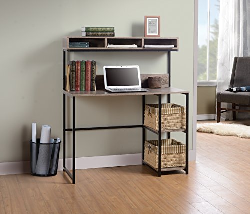 Signature Design by Ashley Daylicrew Computer Desk with Hutch, Storage, Natural Reclaimed Wood