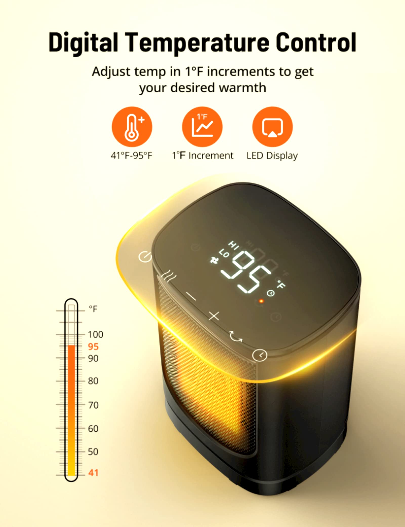 Space Heater for Indoor Use, Electric Ceramic Heater, 3 Modes, 12h Timer, Fast Heating Portable Heater, 70°Oscillating Heater with Tip-over & Overheating Protection for Living room, Office, Bedroom