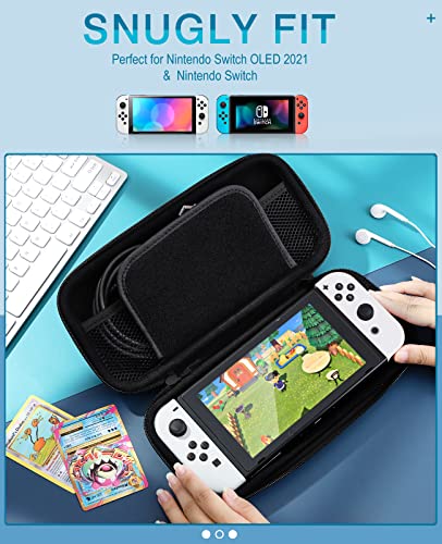 TiMOVO Carrying Case Compatible with Nintendo Switch OLED Model 2021 & Switch, Durable Hard Shell Game Storage Handbag Portable Travel Bag PU Pouch with Pocket for 10 Game Cards & Accessories, Gilding
