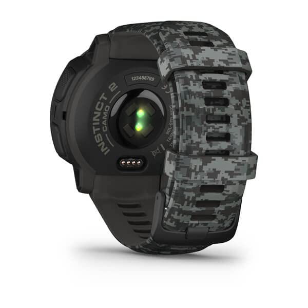 Garmin Instinct 2 - Camo Edition Smart Watch Graphite Camo + Watch Charging Stand + USB Car/Wall Adapter + 6Ave Cleaning Kit (010-02626-13)