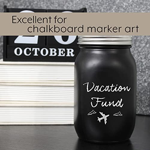 Darware Farmhouse Black Mason Jars (Set of 2); Home Decor and Storage Wide Mouth Decorative Wide Mouth Mason Jars, Black-Painted