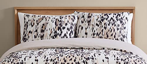 Kenneth Cole New York - Queen Duvet Cover Set, Cotton Reversible Bedding with Matching Shams, Modern Home Décor (Abstract Leopard Brown, Queen)
