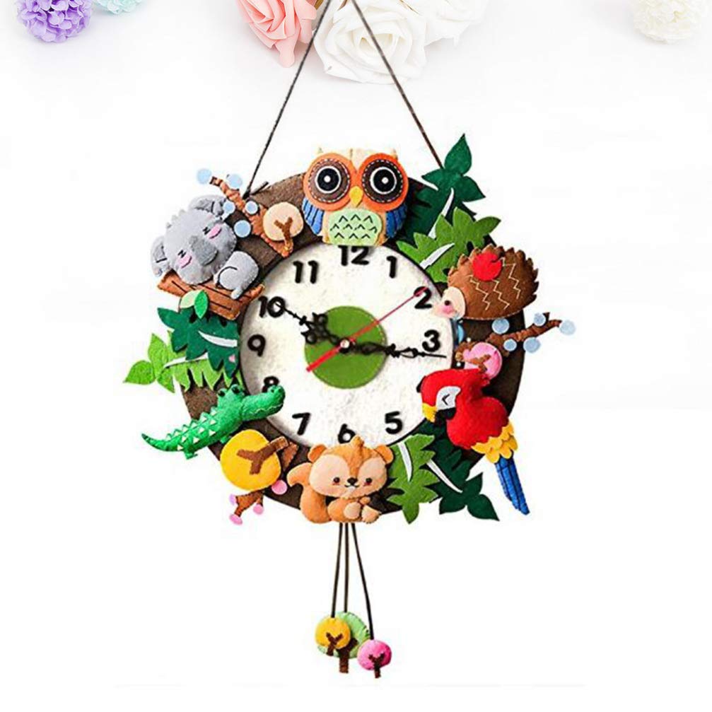 Sewing Kit DIY Felt Clock Animal Crafts Forest Wall Clock for Girls and Boys Educational Art Craft Kits