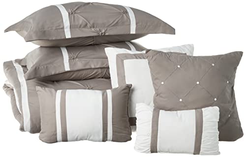 Vermont Grey Queen 8 Piece Comforter Bed in A Bag Set