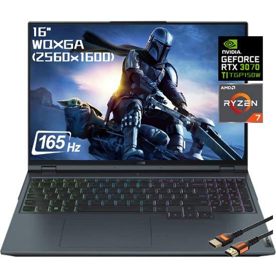 Lenovo Legion 5 Pro 16" Gaming Laptop, 16" WQXGA (2560x1600) 165Hz,AMD Ryzen 7-6800H, 32GB DDR5 RAM, 1TB SSD, RTX 3070 Ti 8GB GDDR6 TGP 150W, Win 11 Home, with HDMI