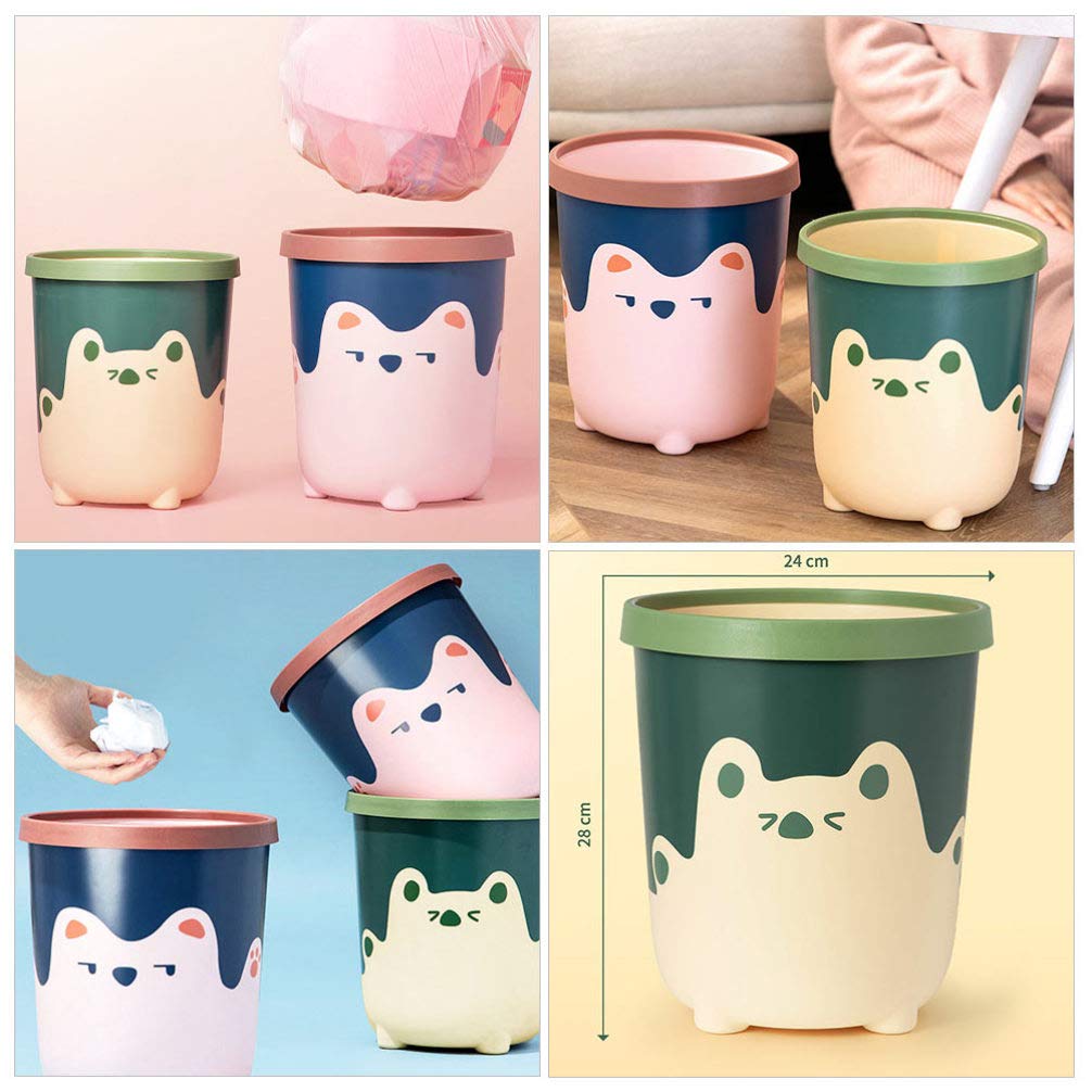Hemoton 1pc Cartoon Trash Can Plastic Trash Can with Lid Plastic Garbage Bin Plastic Trash Container Kitchen Trash Bin Bathroom Plastic Garbage Can Plastic Pp Small Trash Can Office Mini