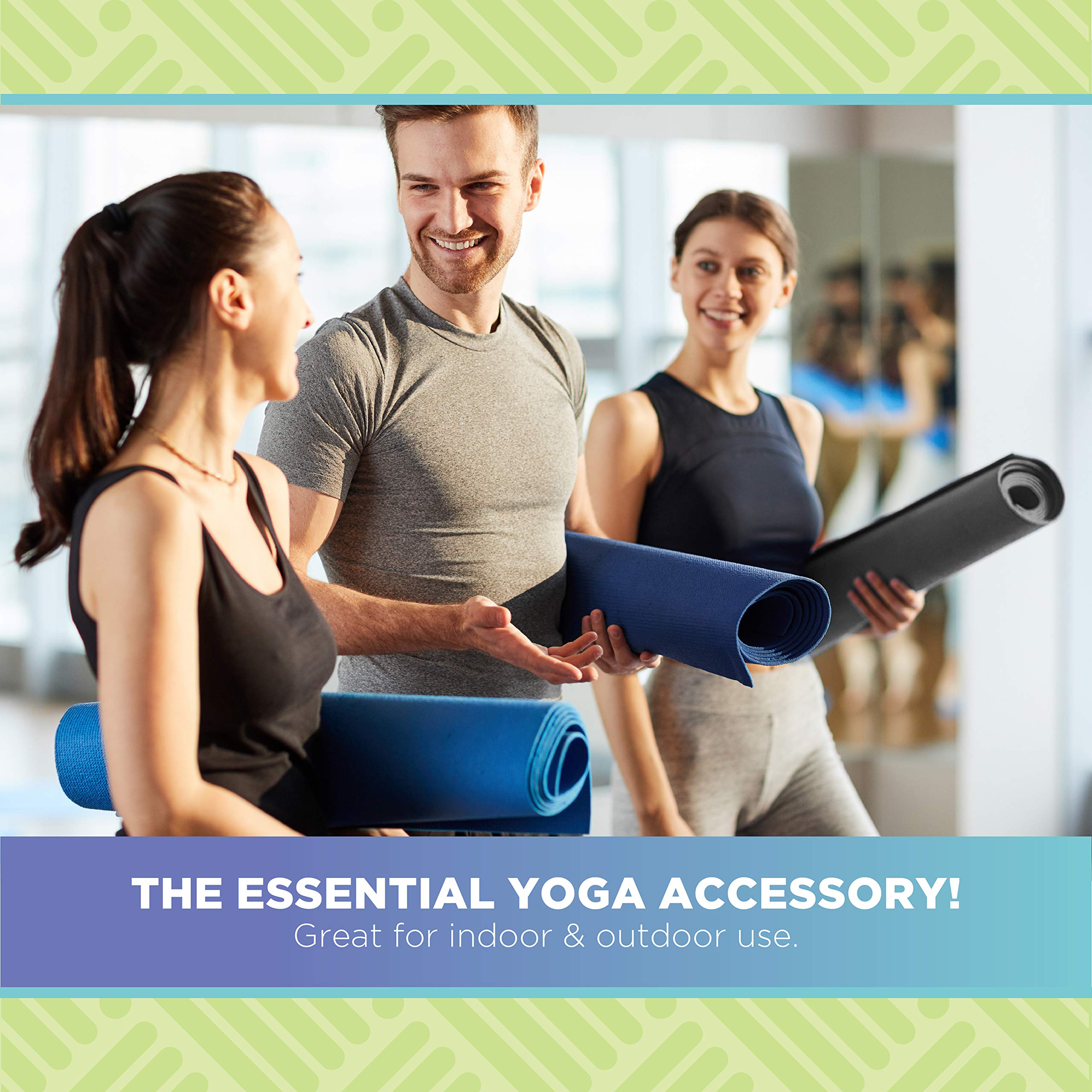 Bean Products Yogi Premium Yoga Mat, Teal | Closed Cell, Non-Skid, Slip Resistant, Double Sided | 4mm Thick (73β L x 24β W) Extra-Long | Non-toxic, SGS Certified | Earth-Friendly Exercise Gym Mat