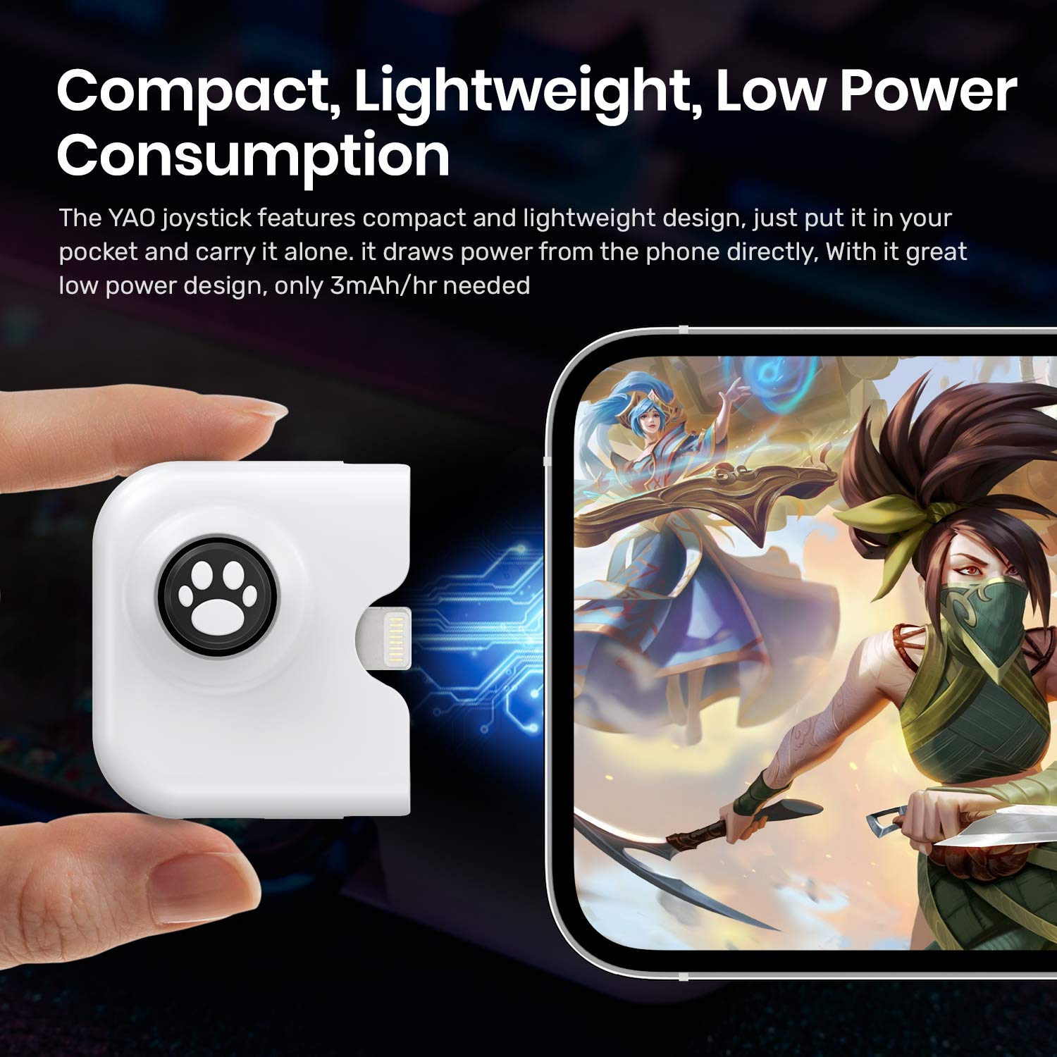 IFYOO YAO L1 Pro Mobile Game Controller Joystick for iPhone (iOS 13.4 or Later), Gaming Gamepad for PUBGG Mobile, Call of Duty Mobile(CODM), Wild Rift, Genshin Impact, with 2 pcs Finger Sleeve - White
