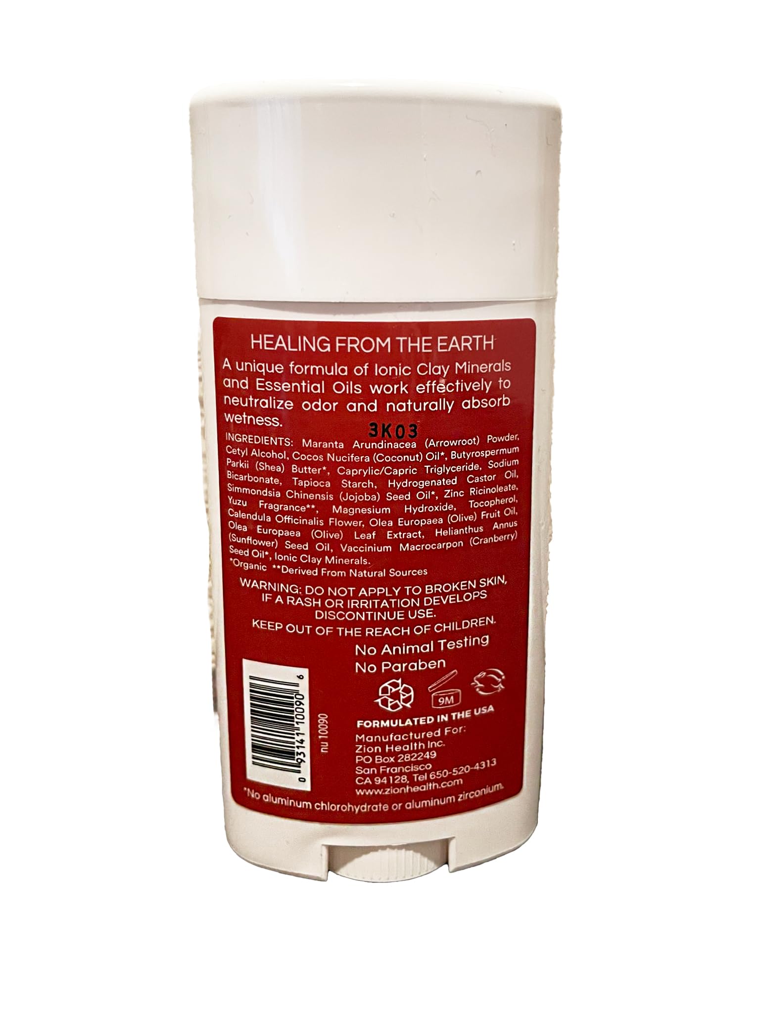 Zion Health Zionhealth Clay Deodorant Original Extra Strength Protection, Bold, 2.8 Oz