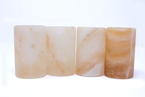 Natural Authentic Pink Himalayan Salt Rock Crystal Shot Glasses Set of 4-3 Inch Shooters - Himalite Bottom, 1 Fluid Ounces