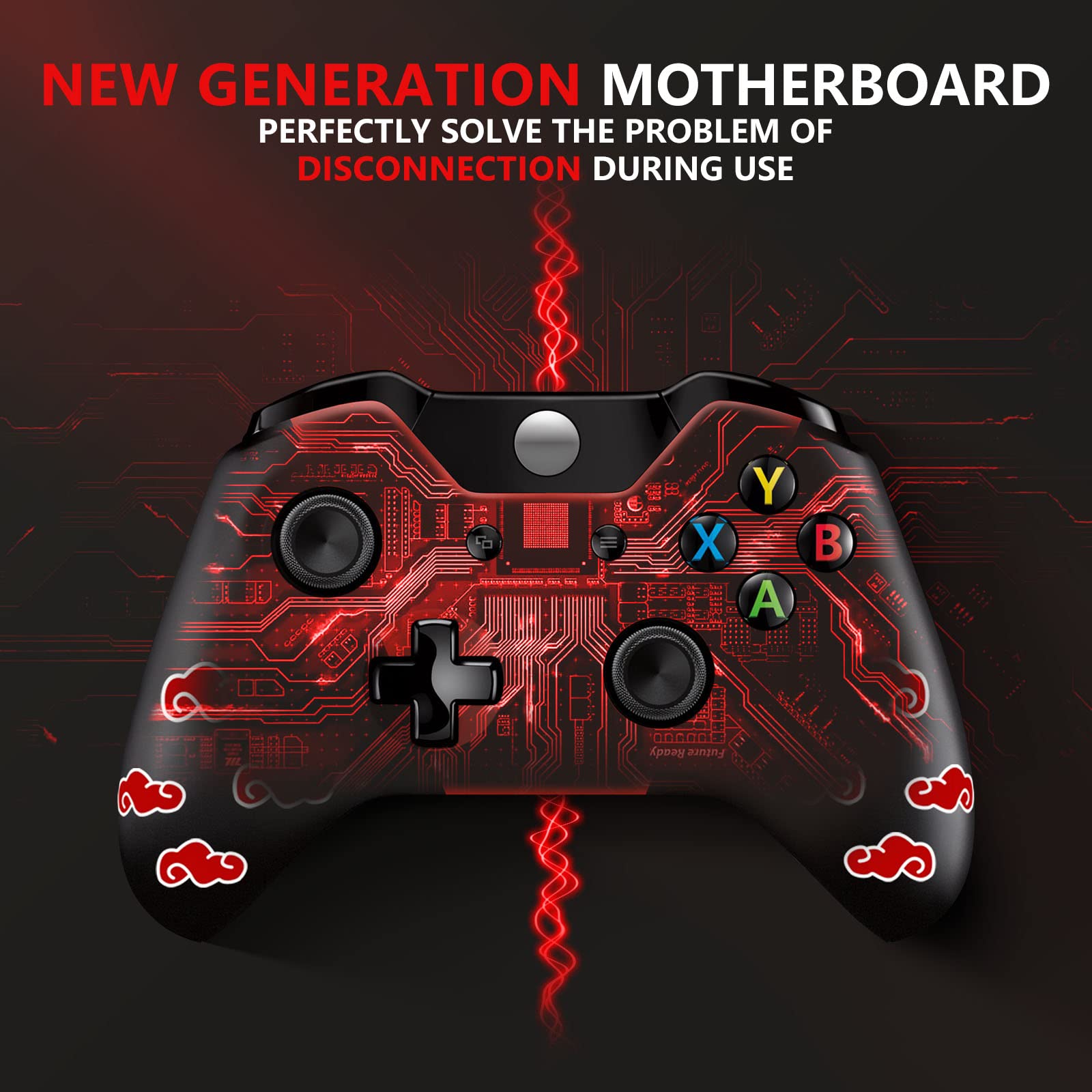 CHASDI Xbox One Wireless Controller, Custom Deisgn Red Cloud V2 Xbox Controller with 3.5mm Headphone Jack for All Xbox One Models, Series X S and PC