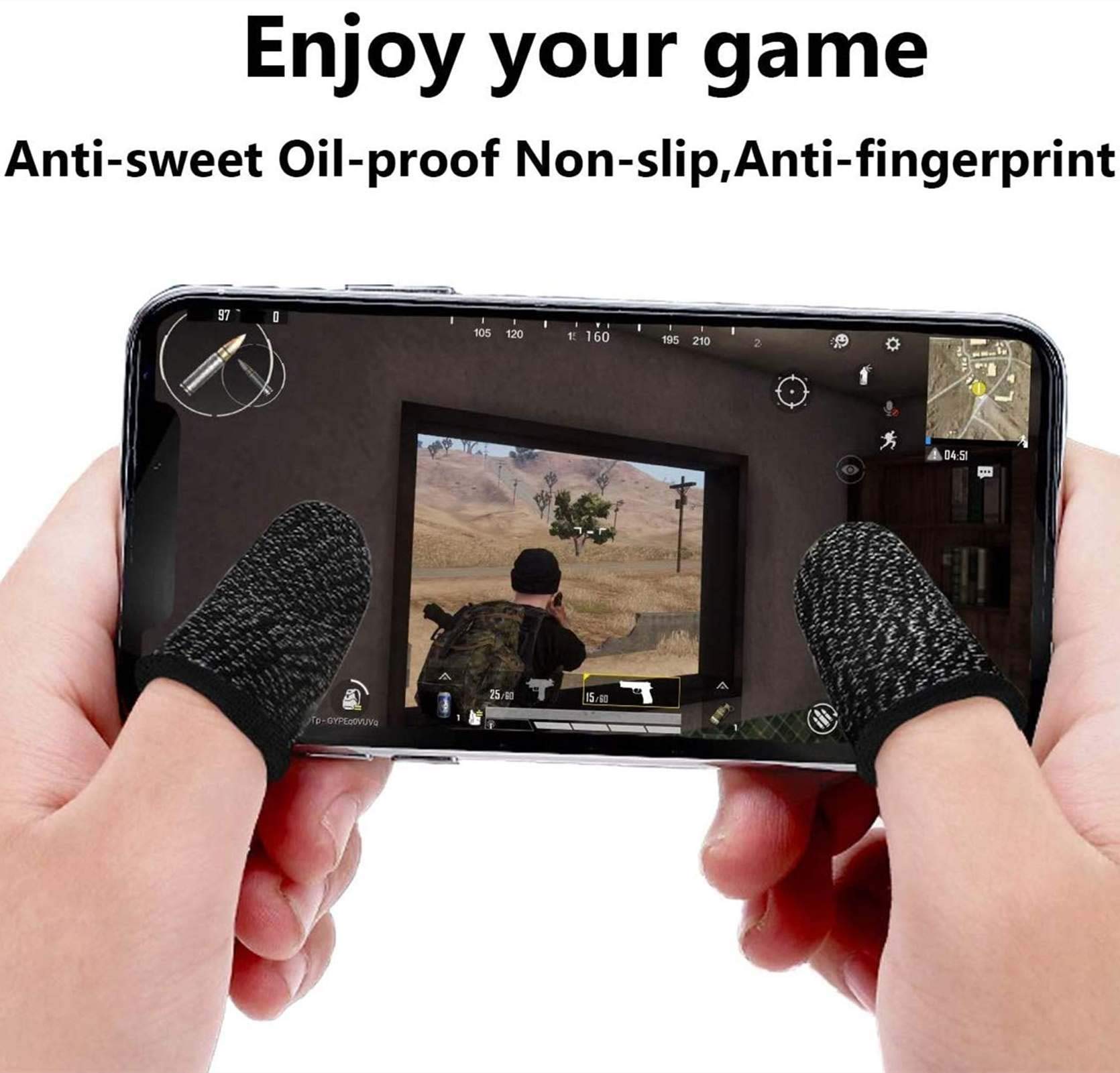 Shlia Mobile Game Finger Sleeve [8 Pack], Touch Screen Finger Sleeve Breathable Anti-Sweat Sensitive Shoot and Aim Keys for Rules of Survival/Knives Out for Android & iOS
