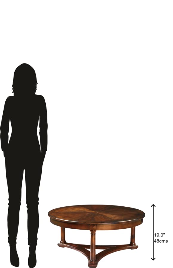 Hekman Furniture Bailey Round Coffee Table β Macadamia Finish, Lower Shelf, Rustic American Cherry Veneers & Select Solids, Lightly Distressed, Mid Century Modern Living Room Furniture