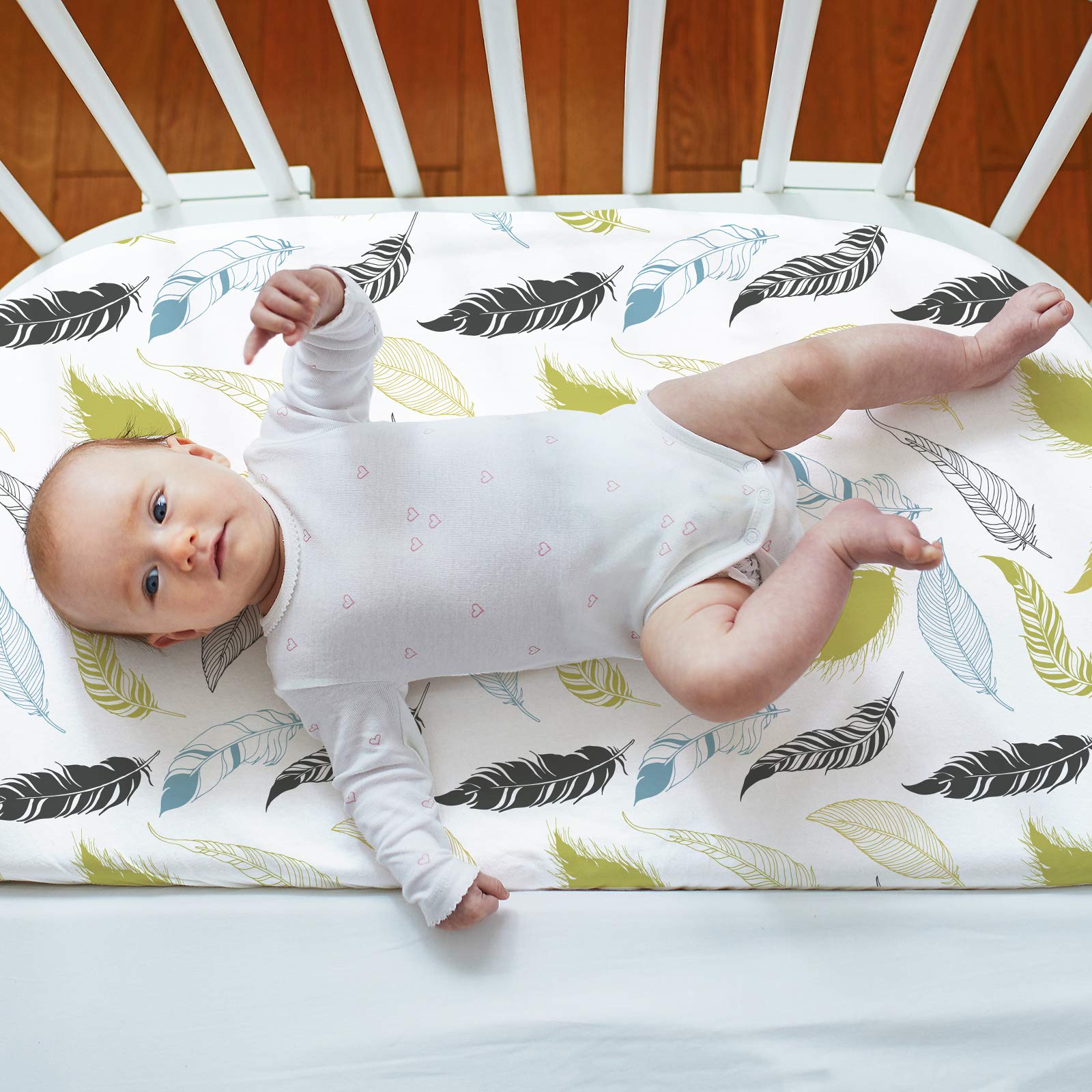 Bassinet Sheets Set for Baby Boy & Girl,Super Soft Breathable Halo Bassinet Fitted Sheets,Universal Cradle Sheets and Bassinet Pad/Mattress 3 Pack"Feather"