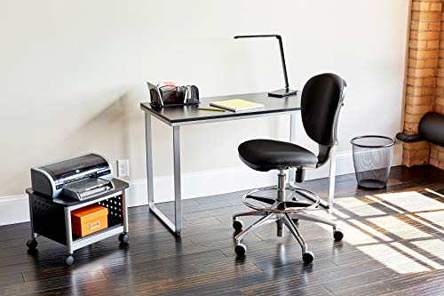 Safco Products Metro Extended Height Rolling Chair 3442BL Ergonomic & Pneumatic Height Adjustment 250lbs Load Capacity Padded Fabric Swivel Base Black