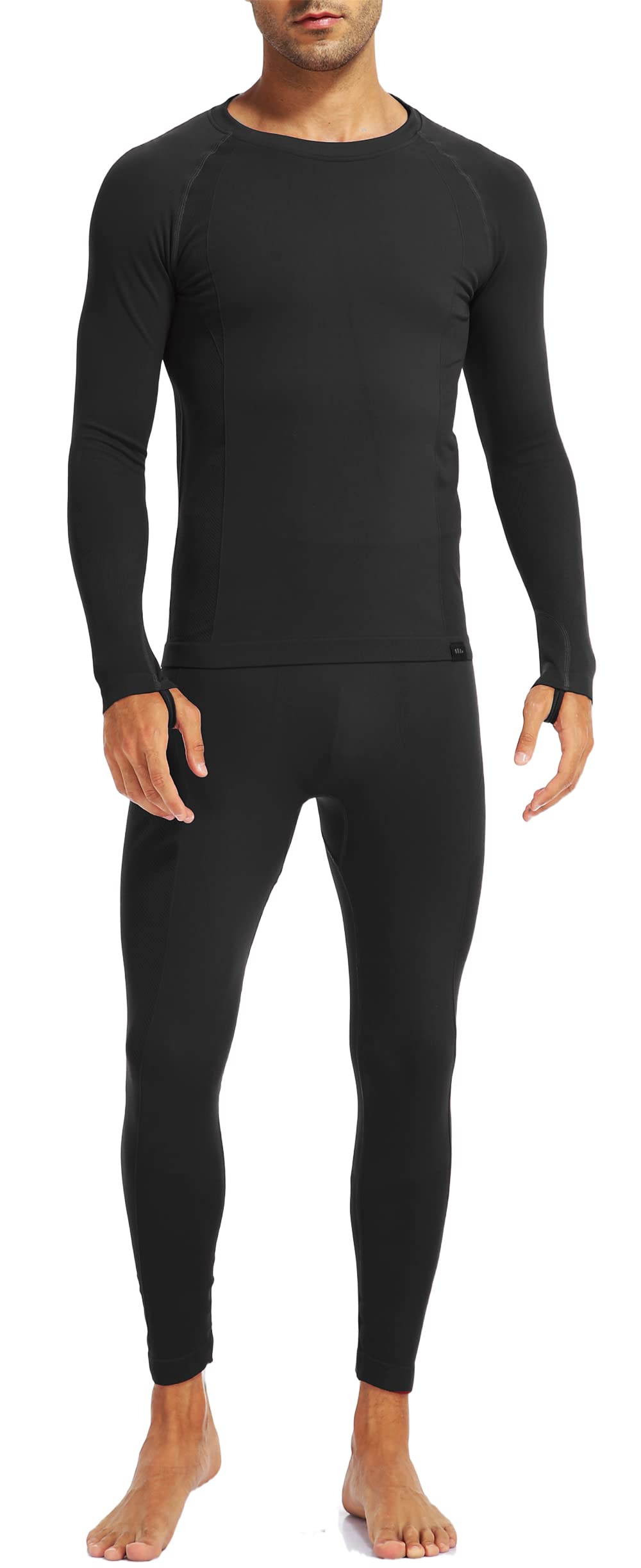 BENEUDNER Thermal Underwear for Men Long Johns Fleece Lined Base Layer -15 degrees Cold Weather Compatible Black XX-Large