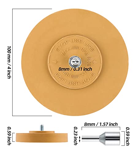 LUCKUT Decal Eraser Wheel 4 Inch Pin Stripe Removal Tool 1 Pack Adhesive Remover Wheel with Pad & Adapter Graphics Removal Tool Eraser Wheel Decal Remover (Solid Rubber Wheel)