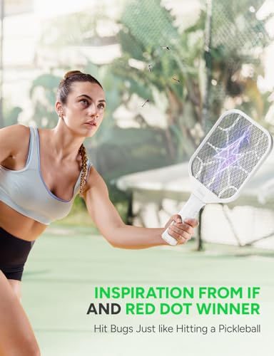 Buzbug Electric Fly Swatter, Handheld Mosquito Swatter, 3800V Heavy Duty Bug Zapper Racket Indoor Outdoor, Mosquito Bat, Instant Fruit Fly Killer (AA Battery Powered, NOT Included) -SA002