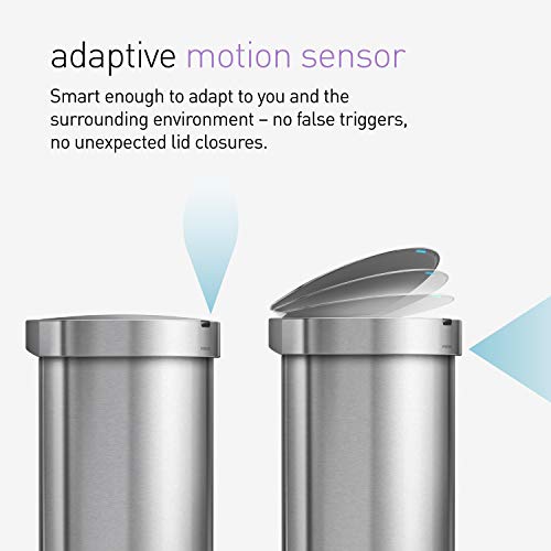 simplehuman 45 Liter / 12 Gallon Semi-Round Automatic Sensor Trash Can, Brushed Stainless Steel