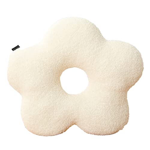 conrtems Nordic Style. Flower-Shaped and Ball Throw Pillows. Sofa Plush Cushions. (45cm (17.71inch), White Flower)