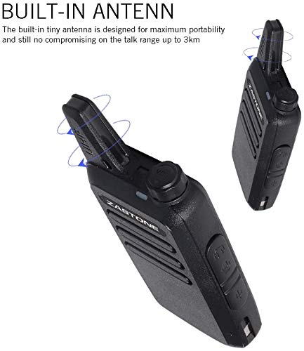 Zastone X6 Rechargeable Long Range Two-Way Radios with Earpiece 2 Pack 3W 16-Channel UHF Walkie Talkies