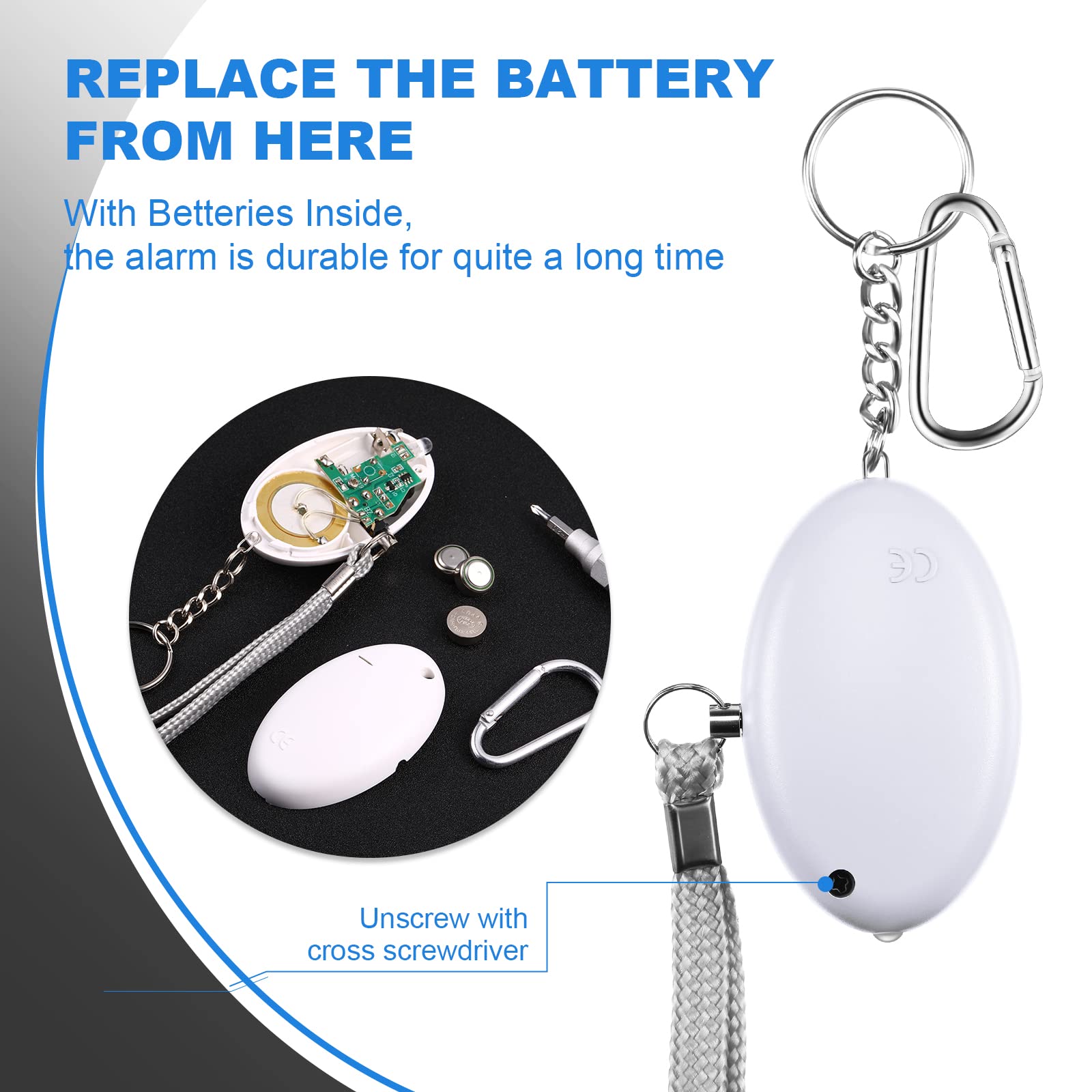Konohan 16 Pack Security Sound Personal Alarm, 130dB Personal Alarm Keychain with LED Light and Buckle, Personal Alarm Emergency Alarm Defense Personal Alarm Keychain for Women Kids Elderly