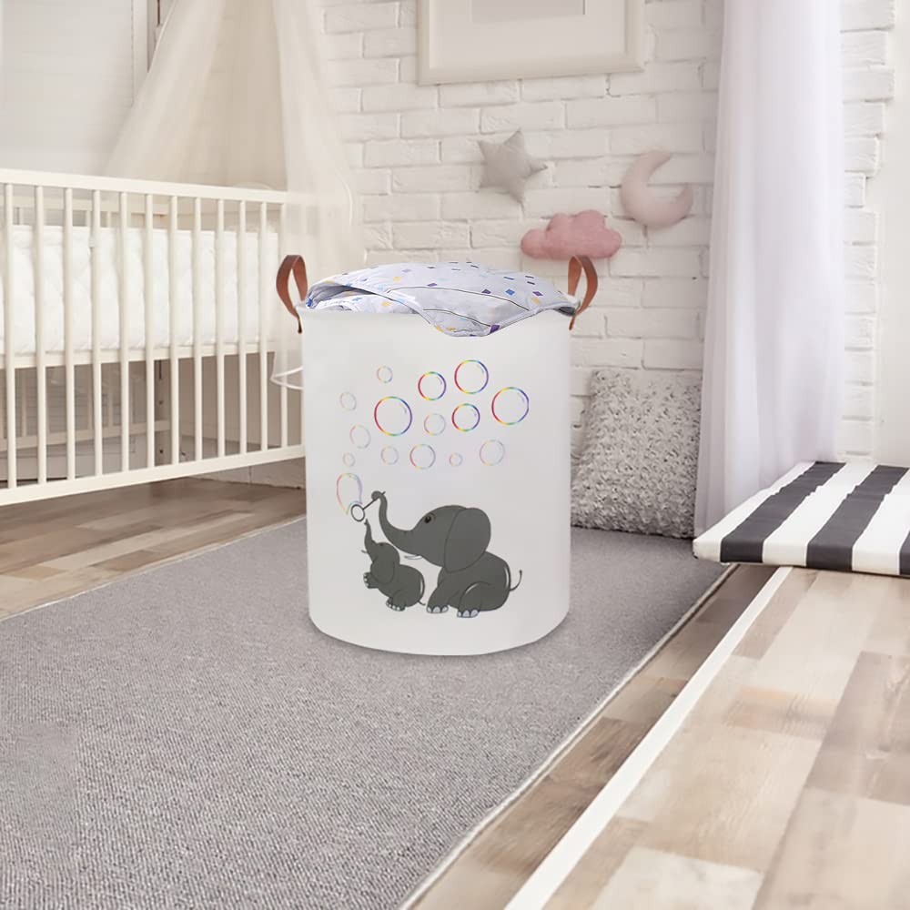 CLOCOR Elephant Laundry Basket,Baby Nursery Hamper for Boys and Girls,Kids Toys Bin for Bedroom,Gift Basket(Baby Hamper