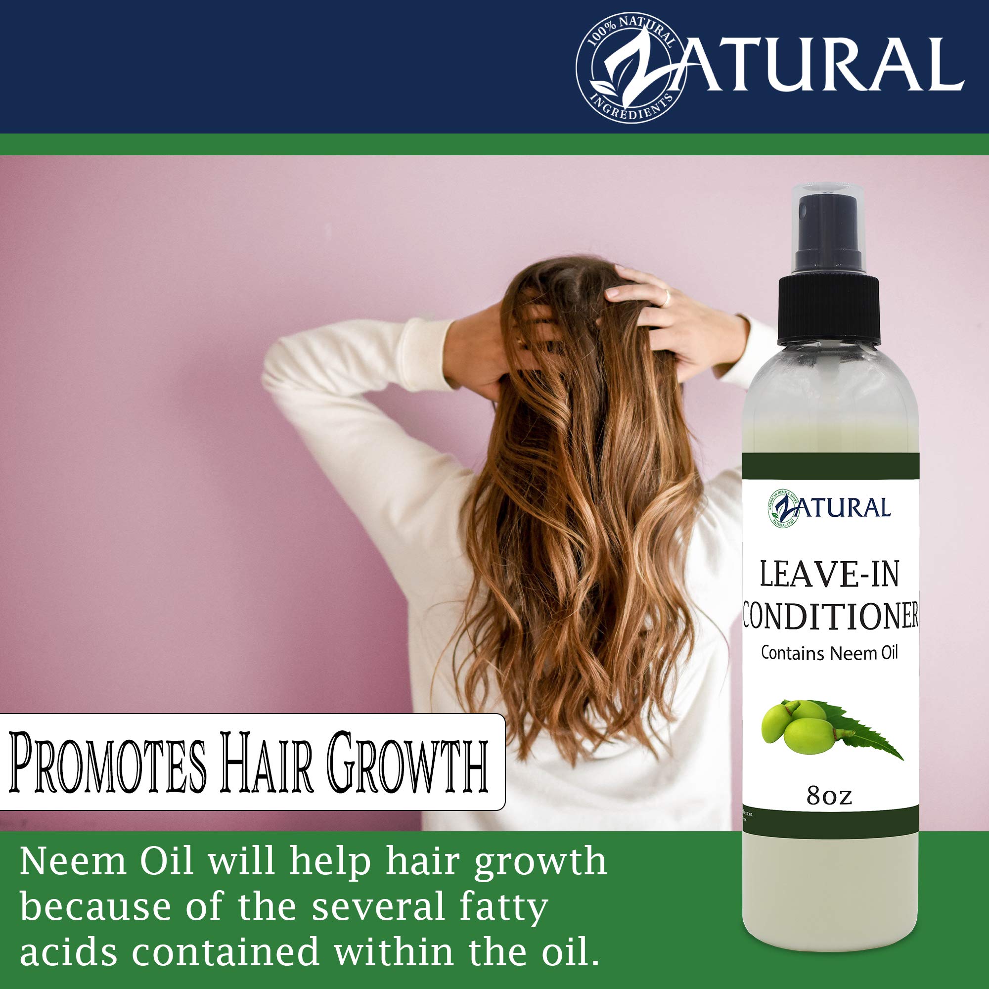Zatural Neem Leave-In Conditioner (8 Ounce) Moisturizing conditioner for healthy hair and scalp.