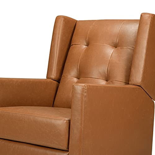 DaVinci Maddox Recliner and Swivel Glider in Vegan Tan Leather, Greenguard Gold & CertiPUR-US Certified
